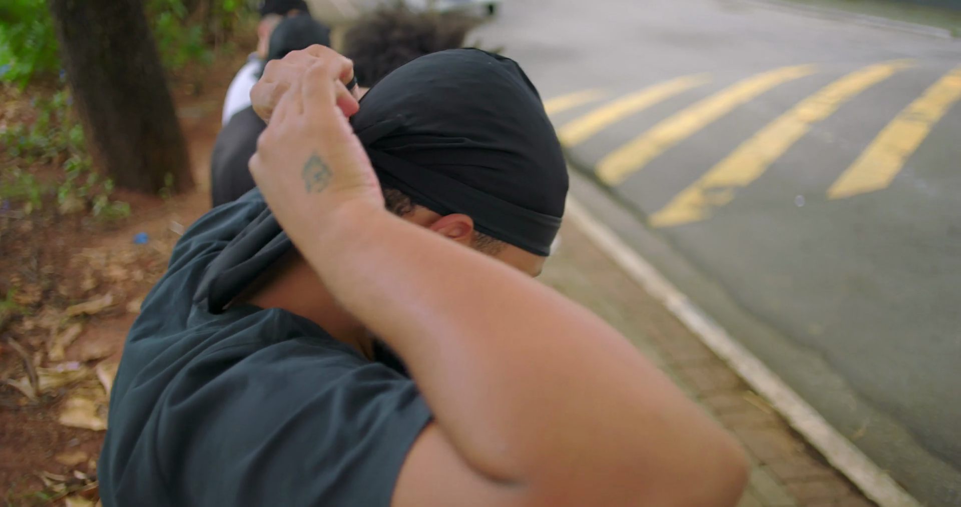 African American Man Adjusting Durag On Head Stock Footage SBV ...