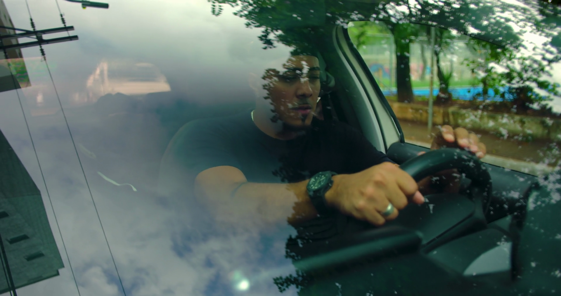 Man Seen Through Car Windshield Hitting Stock Footage SBV-353054383 ...