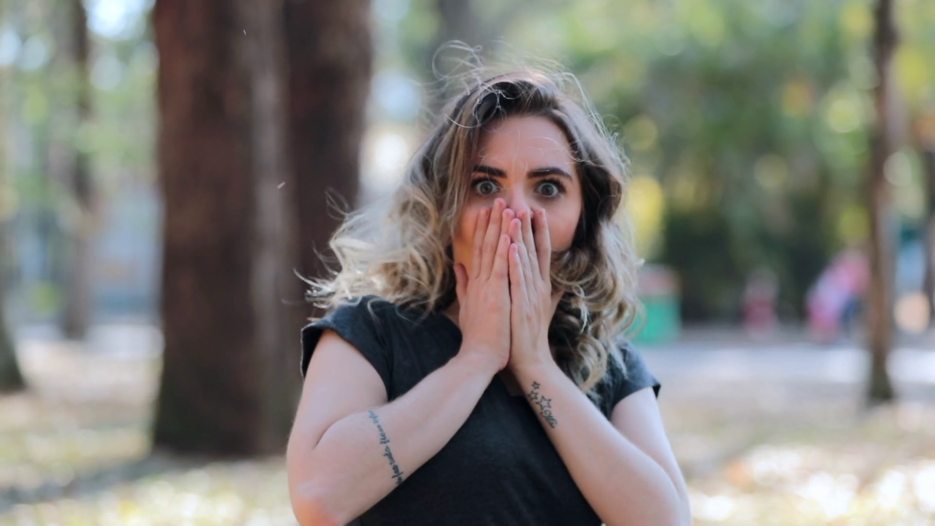 Girl Turns Around With Shocked Expression Stock Footage SBV-349213541 ...