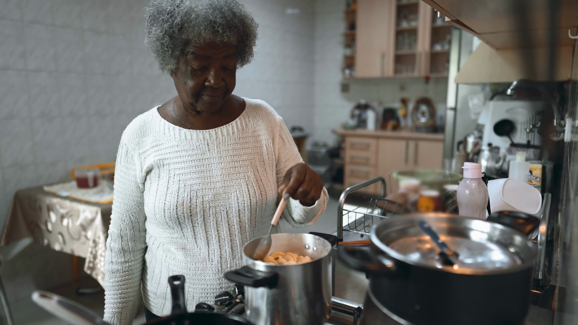 Senior African American 80s Woman Cooking At Stock Footage SBV ...