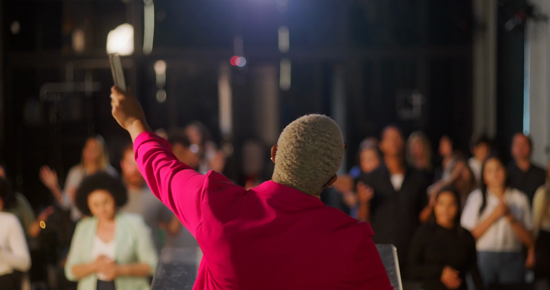 Speaker Leading Congregation Back View Stock Footage SBV-351790407 ...