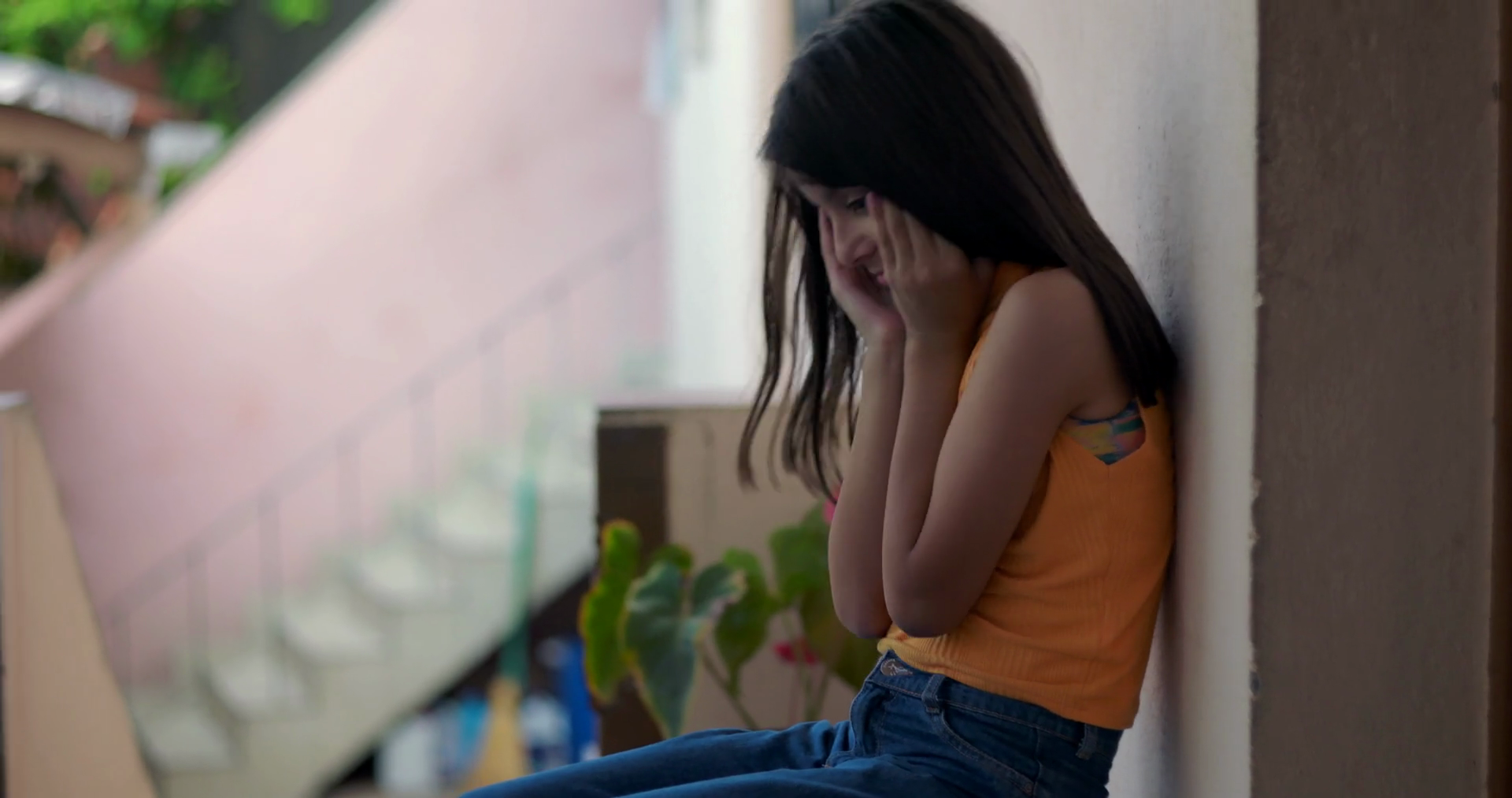 Young Child Covering Face With Hands Sitting Stock Footage SBV ...