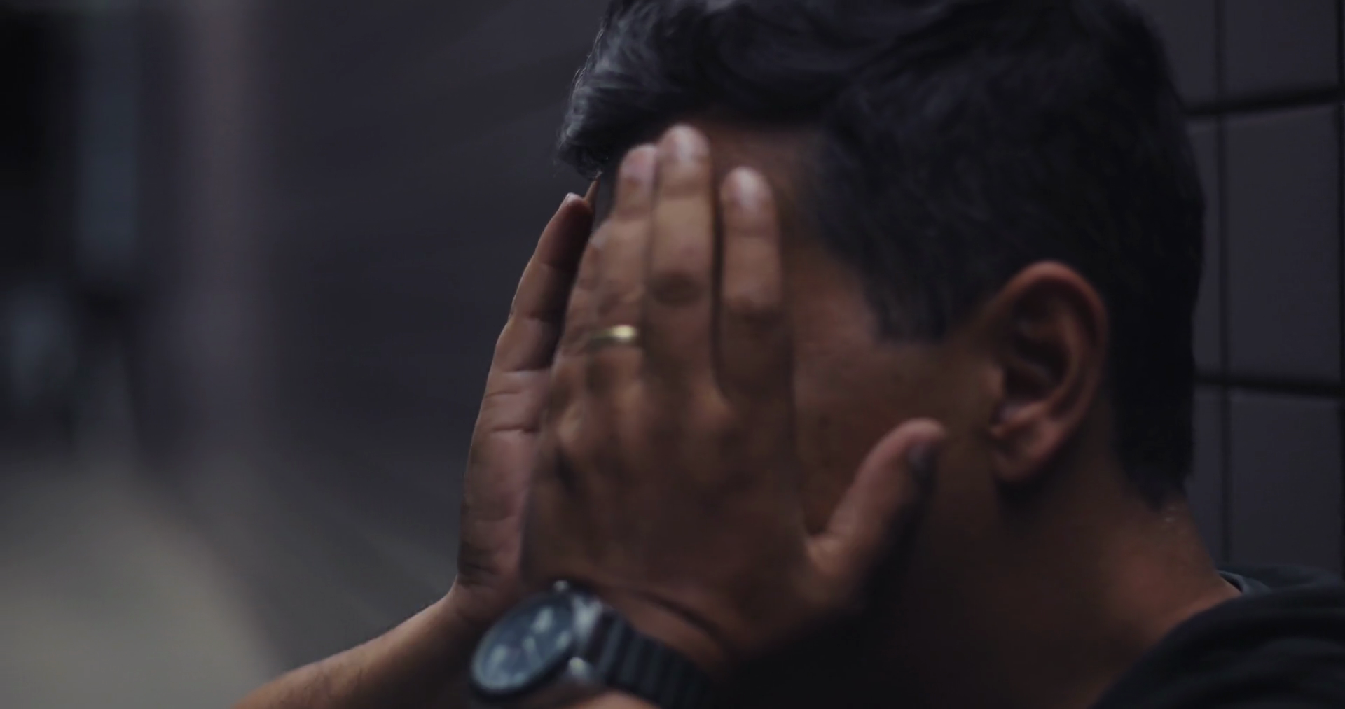 Man With Head Lowered Hands Gripping Hair Stock Footage SBV-351733216 ...