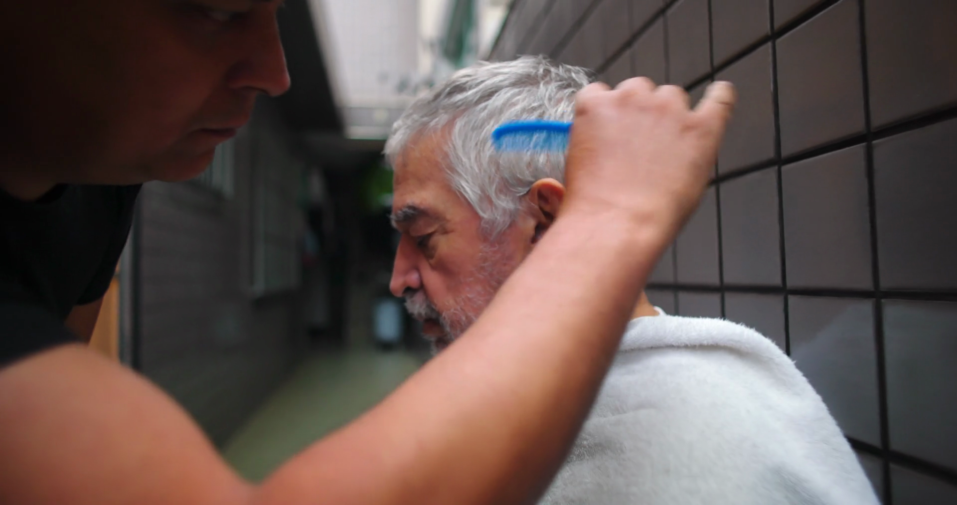 Younger Male Caretaker Assisting Elderly Man Stock Footage SBV ...