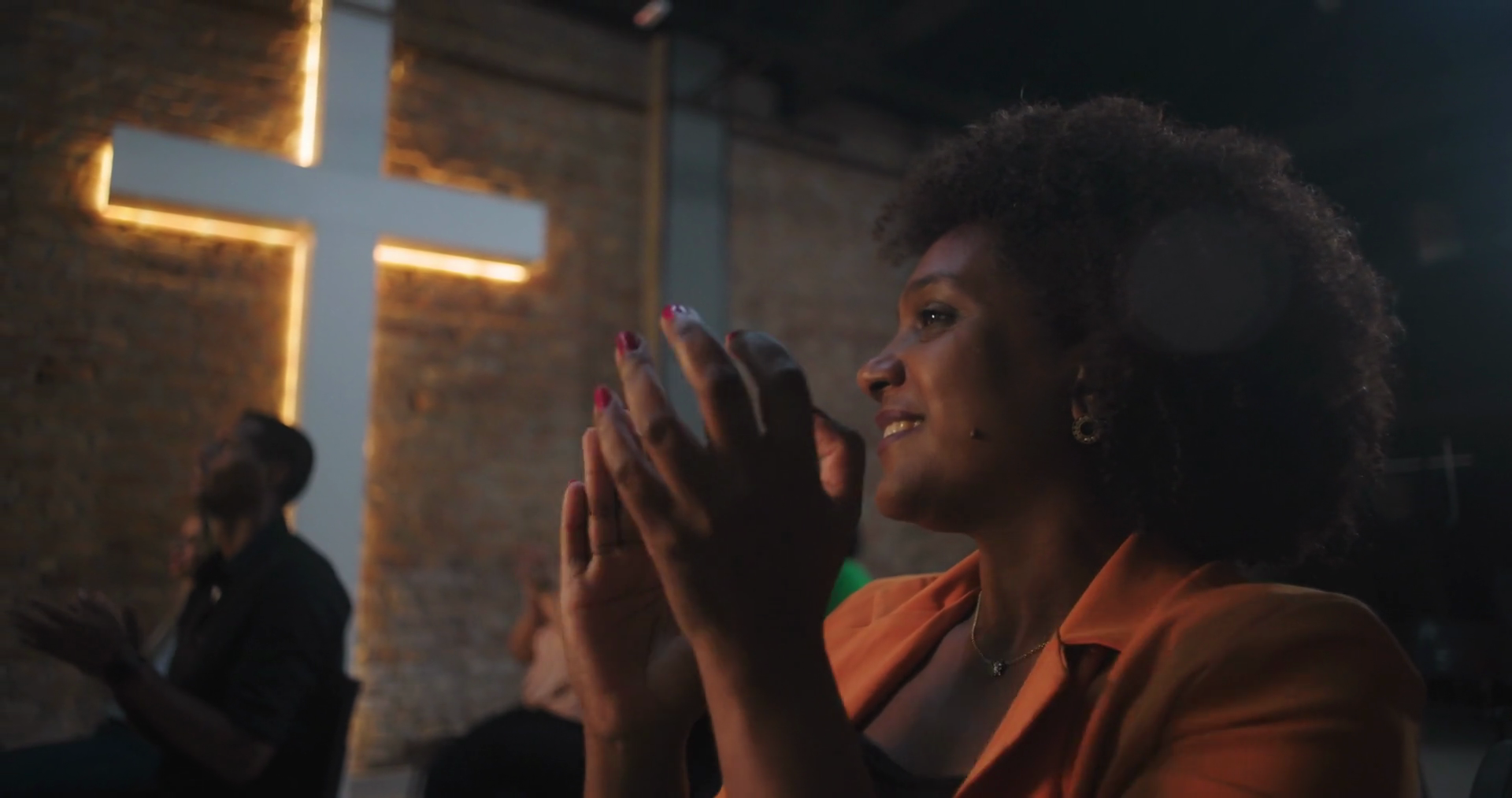 Woman Clapping Hands Joyfully In Church Stock Footage SBV-351818166 ...