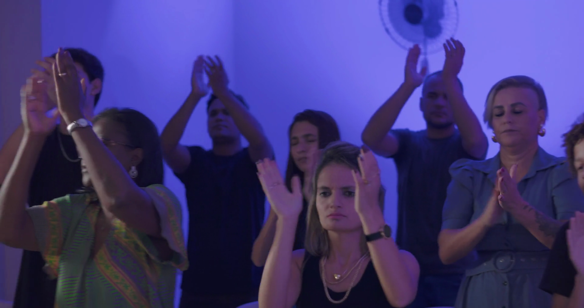 Worshippers Clapping Raising Hands In Stock Footage SBV-352330143 ...