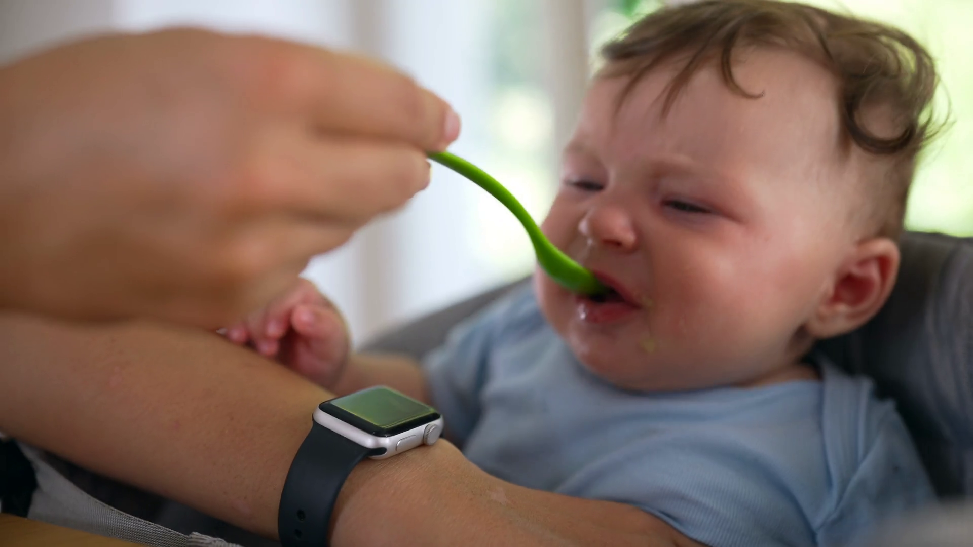 Baby Refusing Spoonful Of Food Upset Stock Footage SBV-351903024 ...