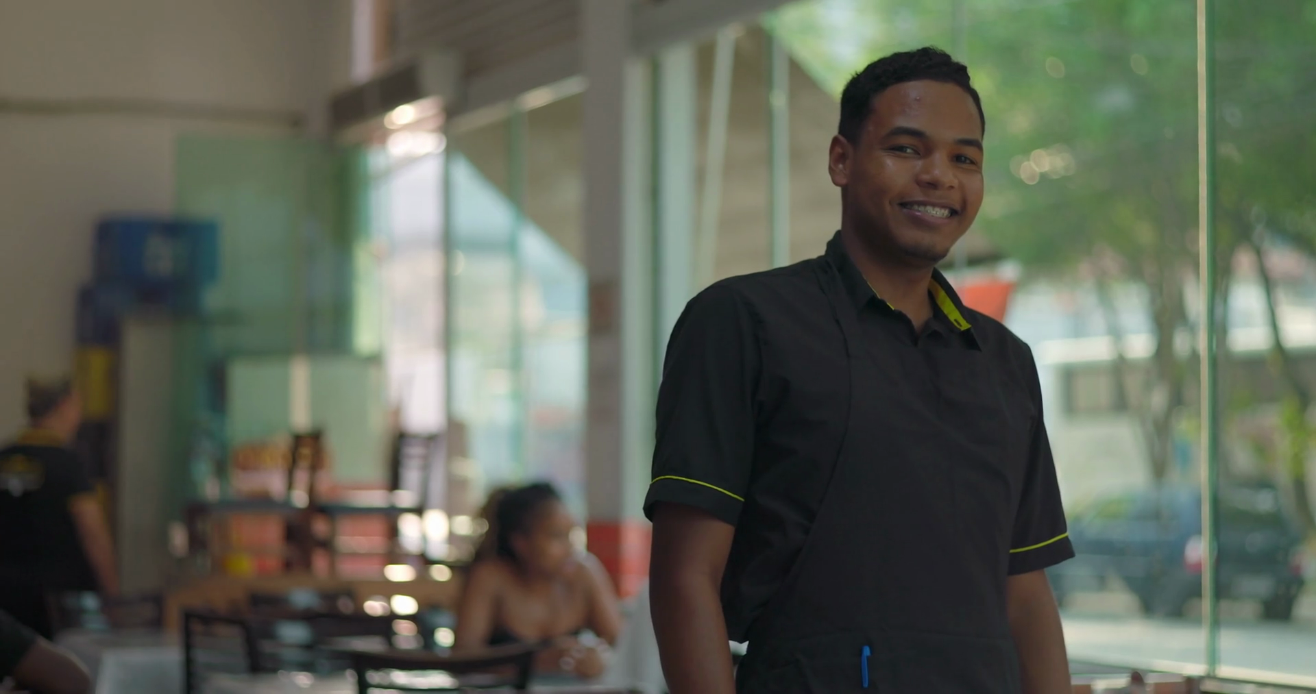 Smiling Young Male Restaurant Worker Stock Footage SBV-352149913 ...