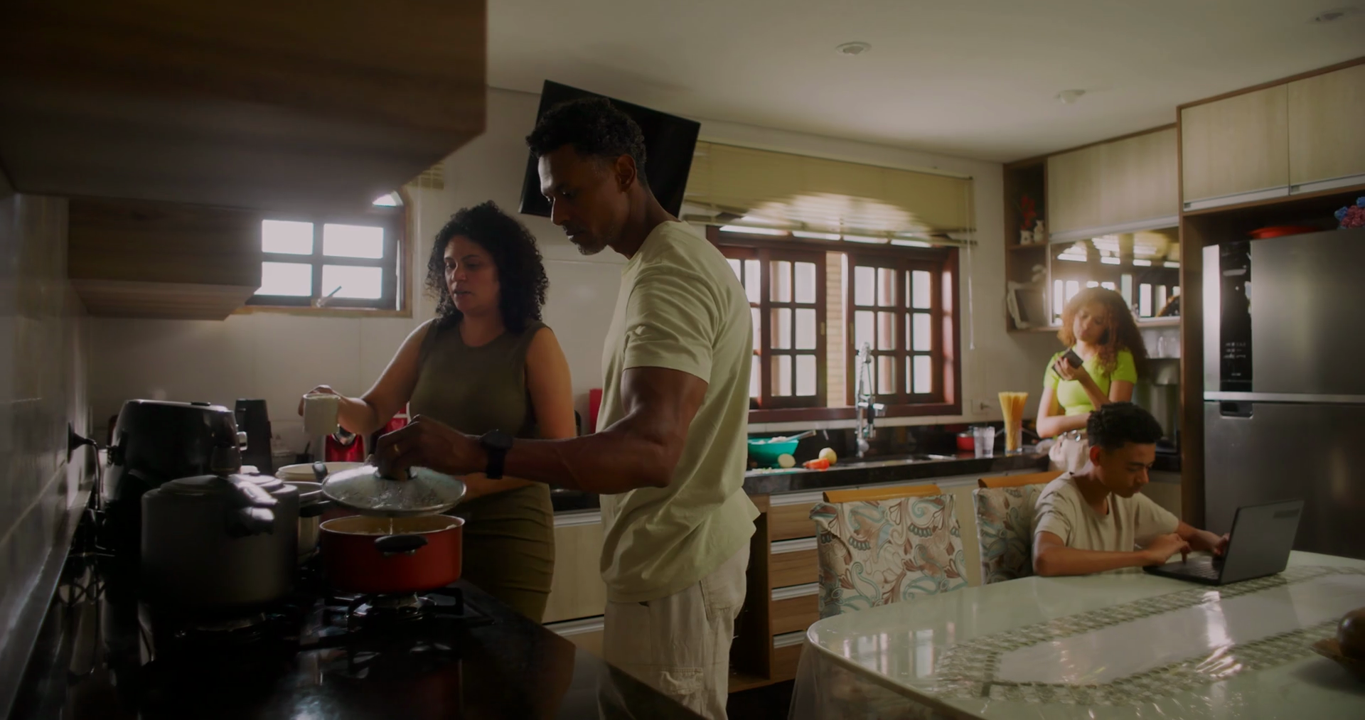 Family Of African Descent In Kitchen Parents Stock Footage SBV ...
