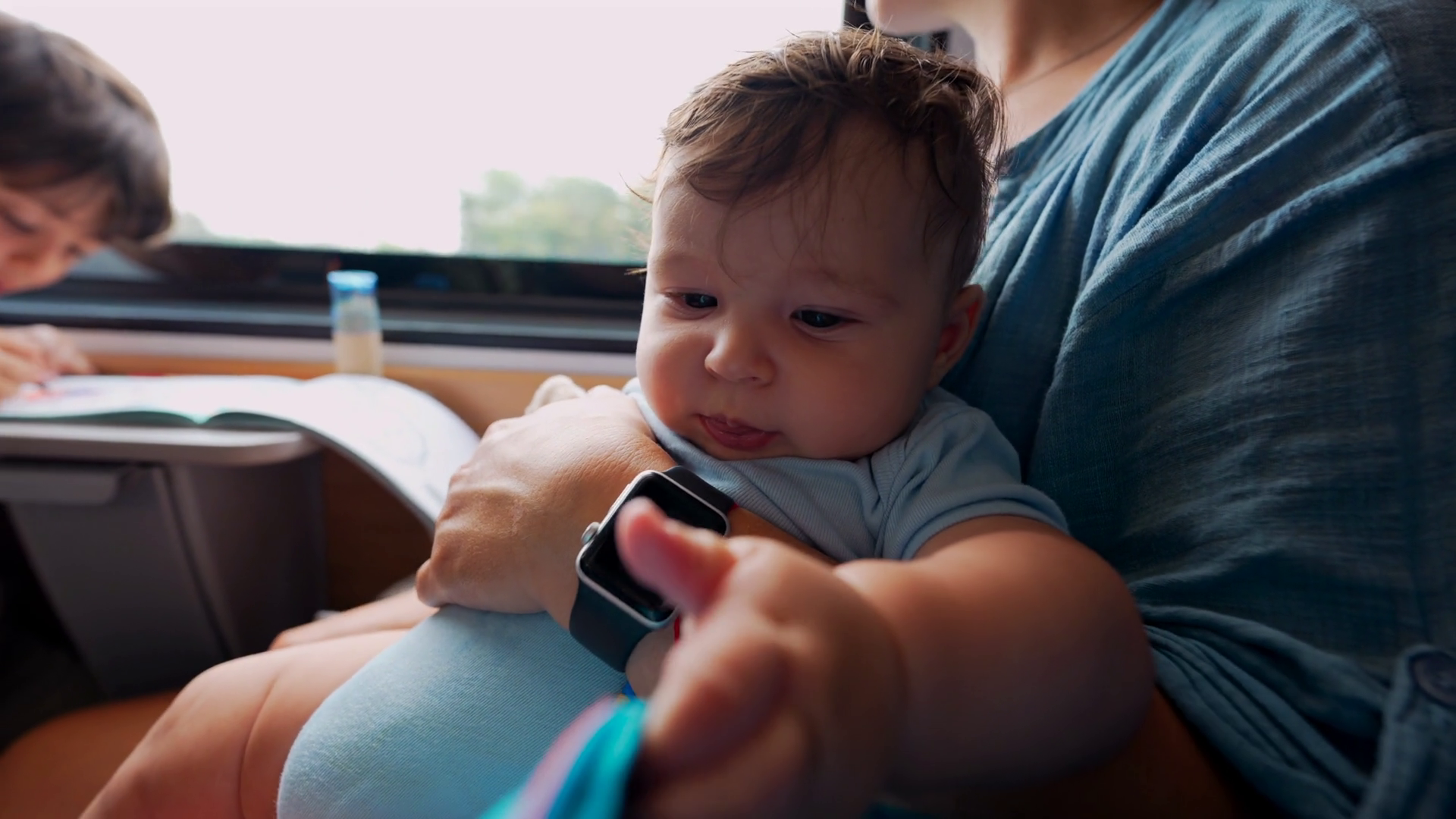 Mother Holding Baby On Train Baby Reaching Stock Footage SBV-351974667 ...