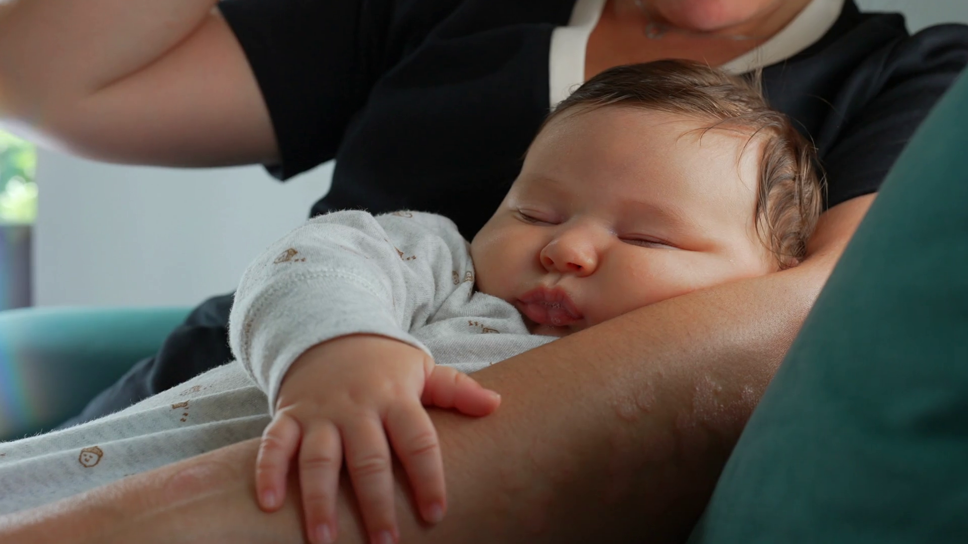 Baby Reaching Out Napping On Parent’s Arm Stock Footage SBV-351737469 ...