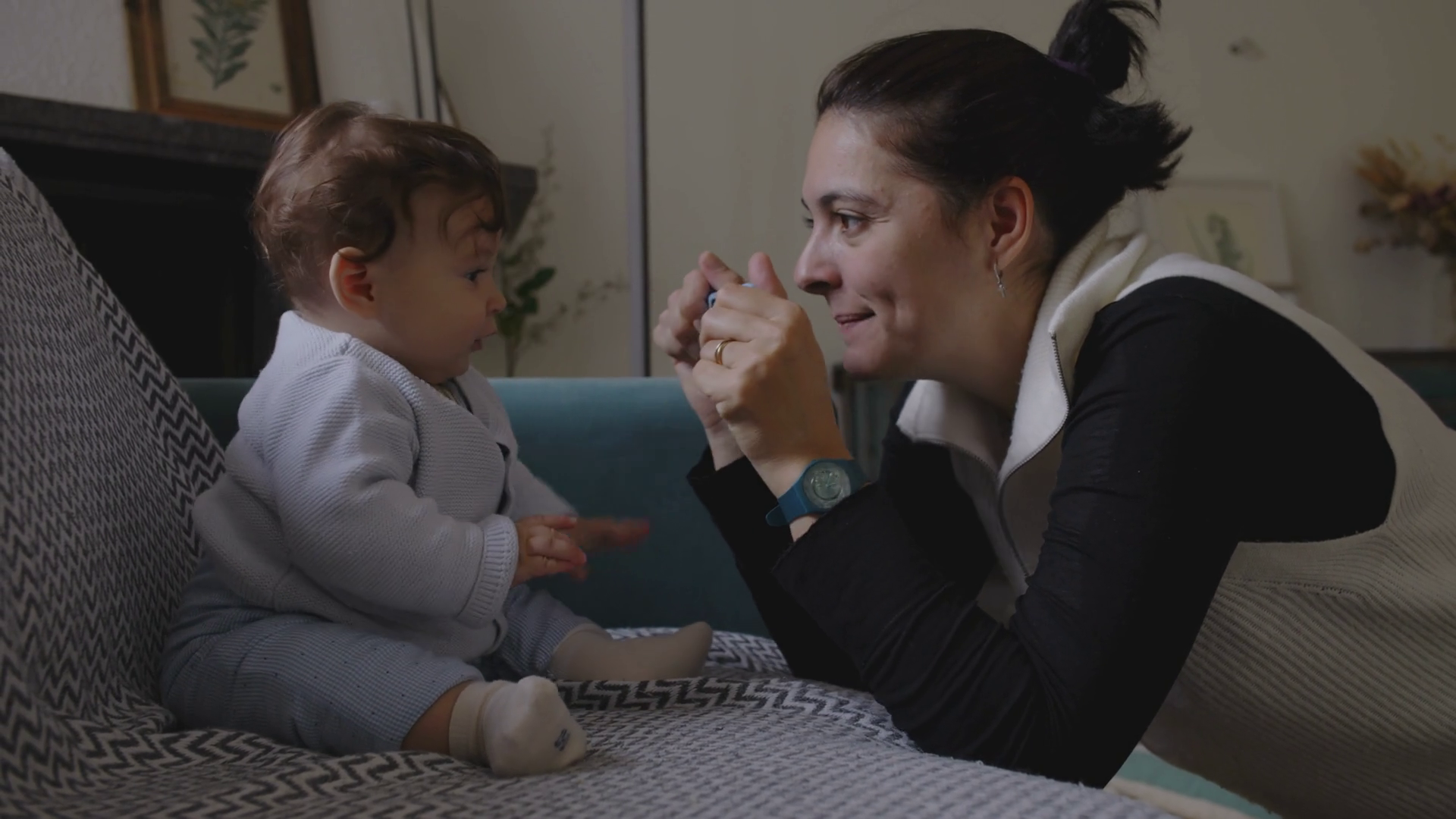 Mother Interacting With Baby On Couch Stock Footage SBV-351875560 ...