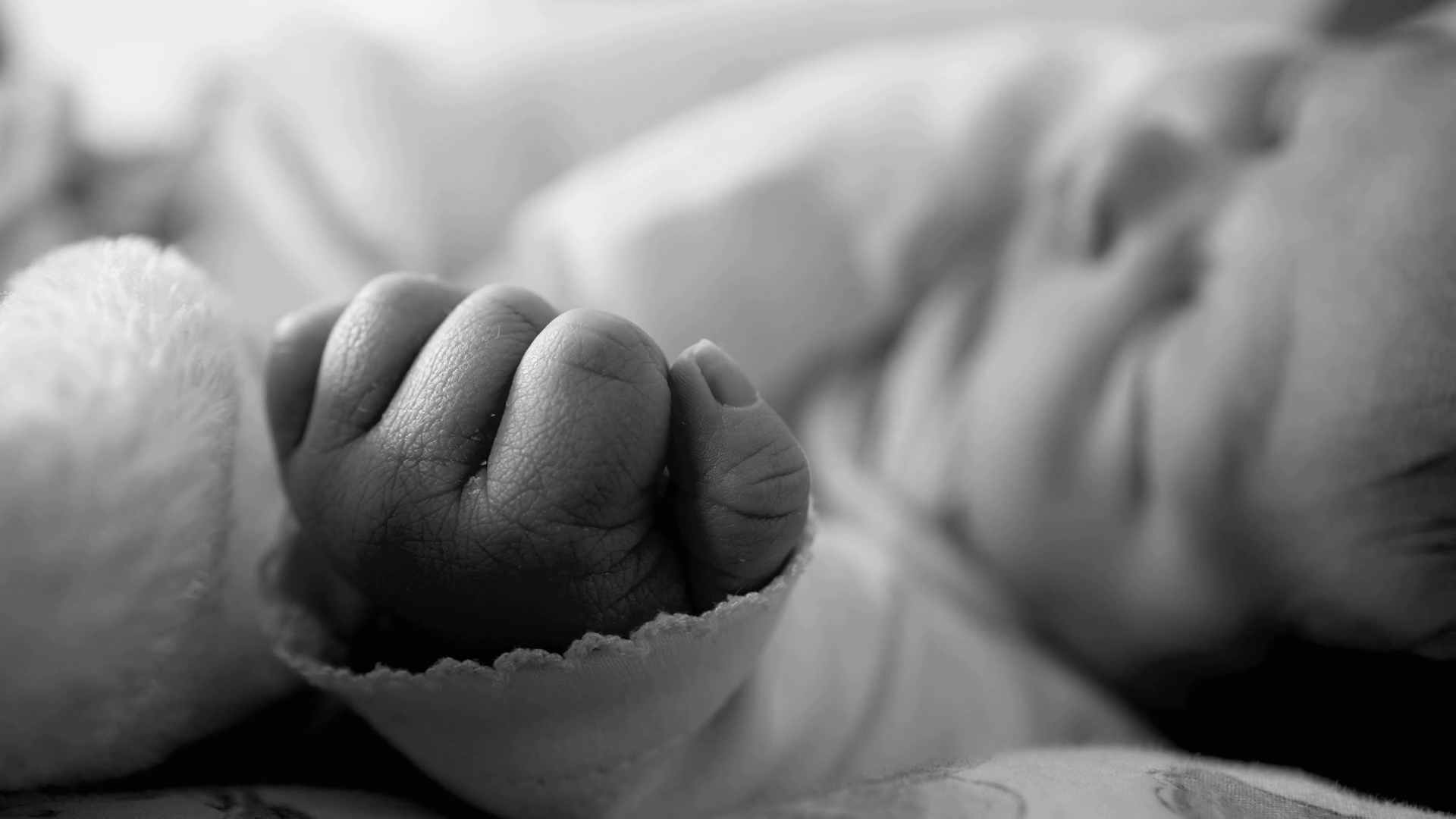 Close-up Of Newborn Baby's Hand Focusing On Stock Footage SBV-351879616 ...