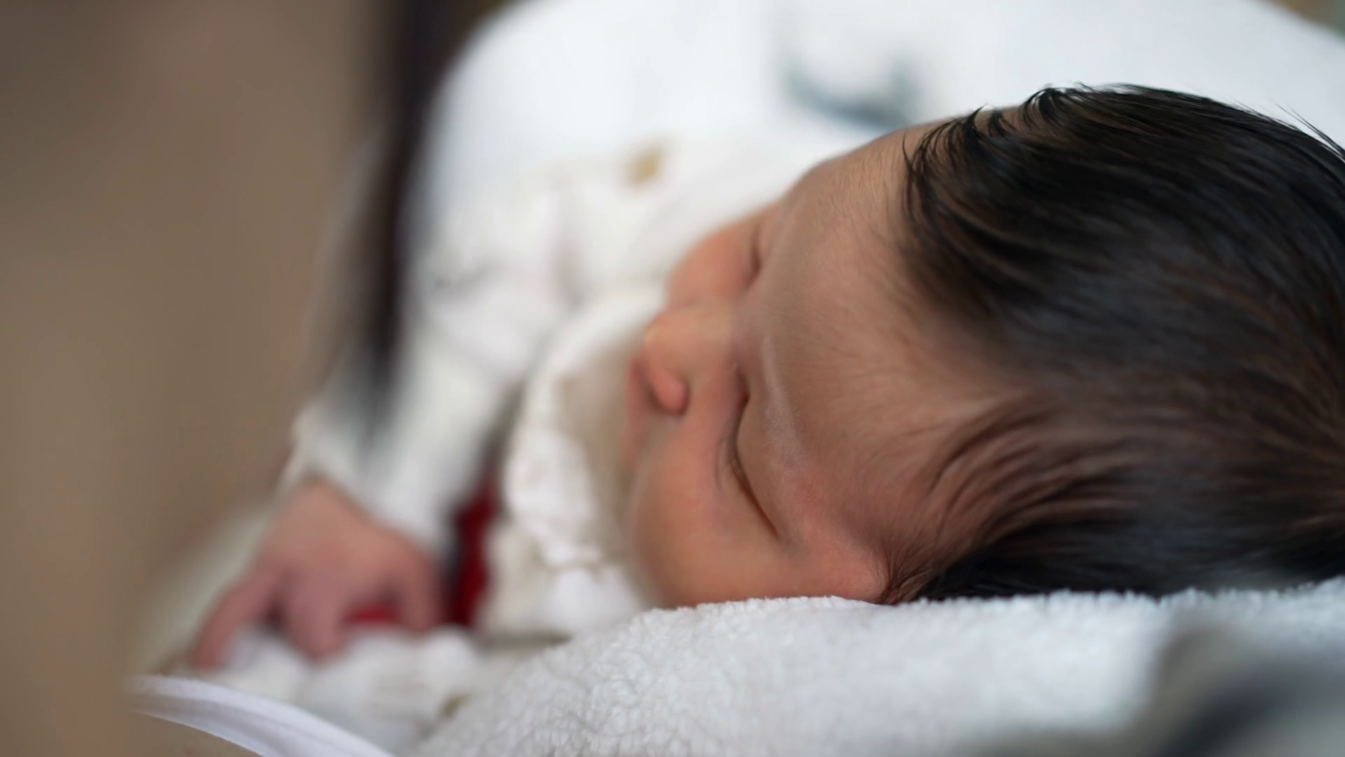 Newborn Baby Gazing Up With Bright Eyes Stock Footage SBV-351879979 ...