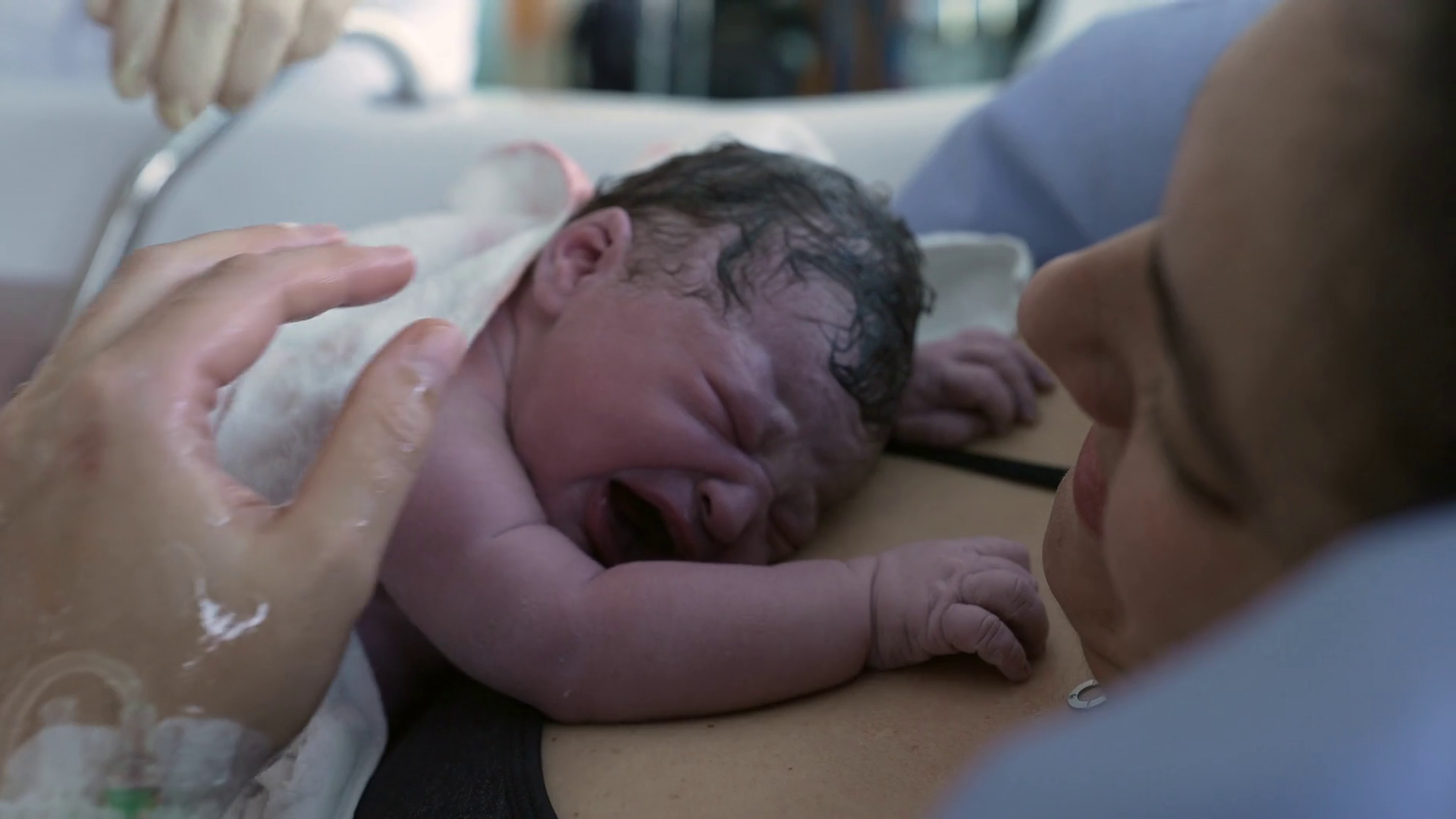 Mother Welcoming Newborn Baby Giving Birth Stock Footage SBV-349012419 ...