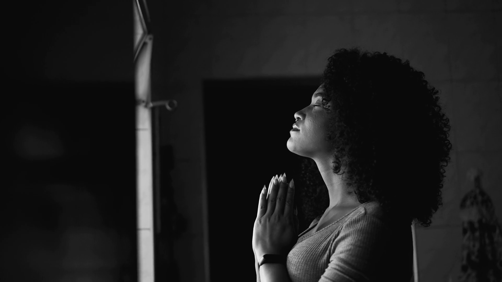 A Woman Praying At Home Window Having Hope Stock Footage SBV-348701073 ...