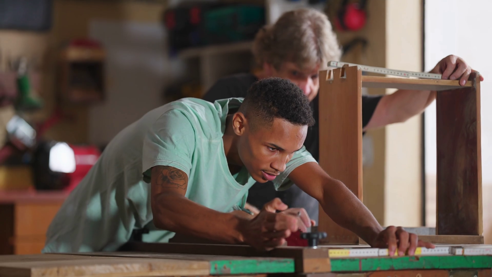 A Young Black Pupil Measuring Wood With Stock Footage SBV-348521248 - Storyblocks