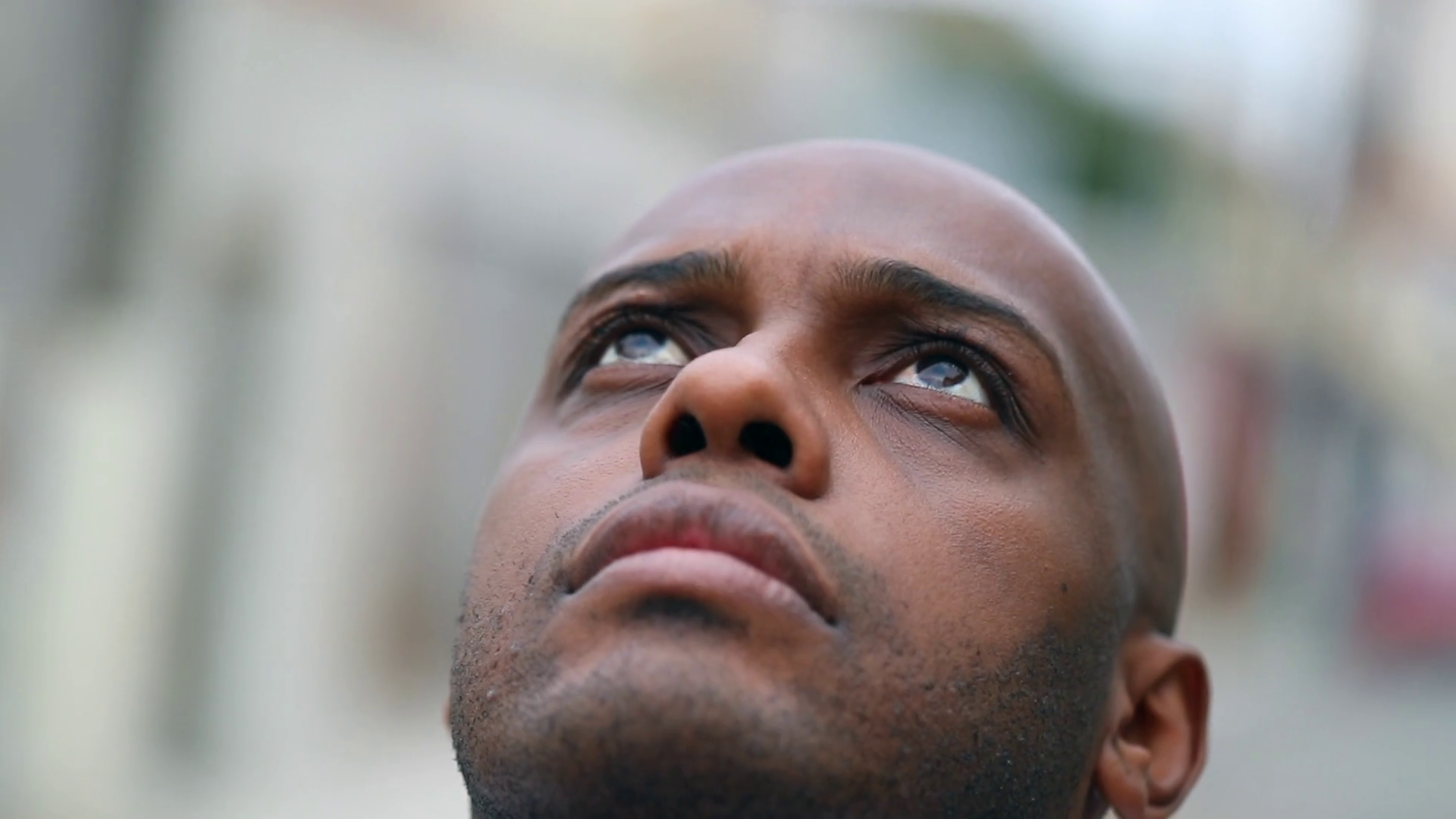 African Mixed Race Man Looking Up To Sky Stock Footage SBV-348842177 ...