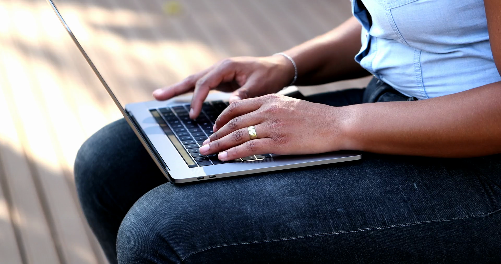 African Woman Using Laptop Outside Stock Footage SBV-348476260 ...