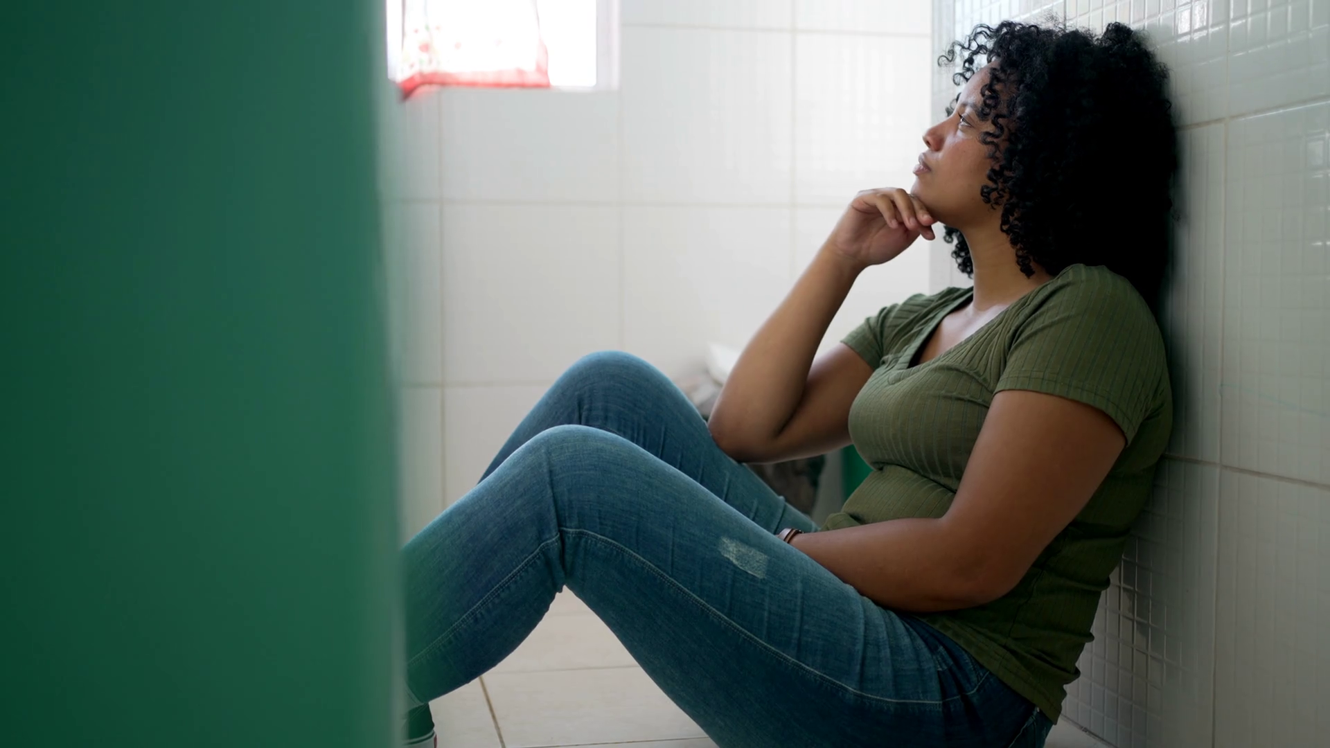 Reflective Black Woman: Seated Contemplative Stock Footage SBV ...
