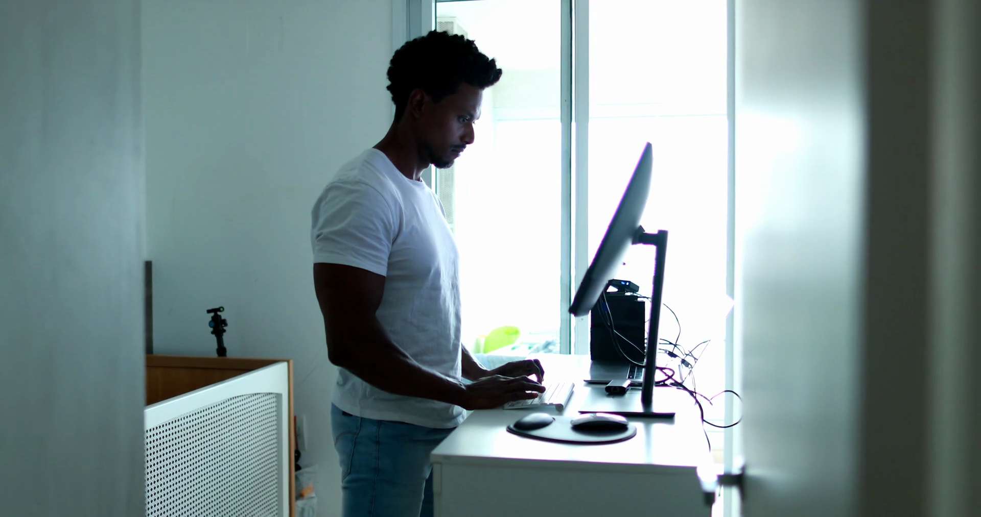 Black Man At Home Engaged With Computer Stock Footage SBV-348462885 ...