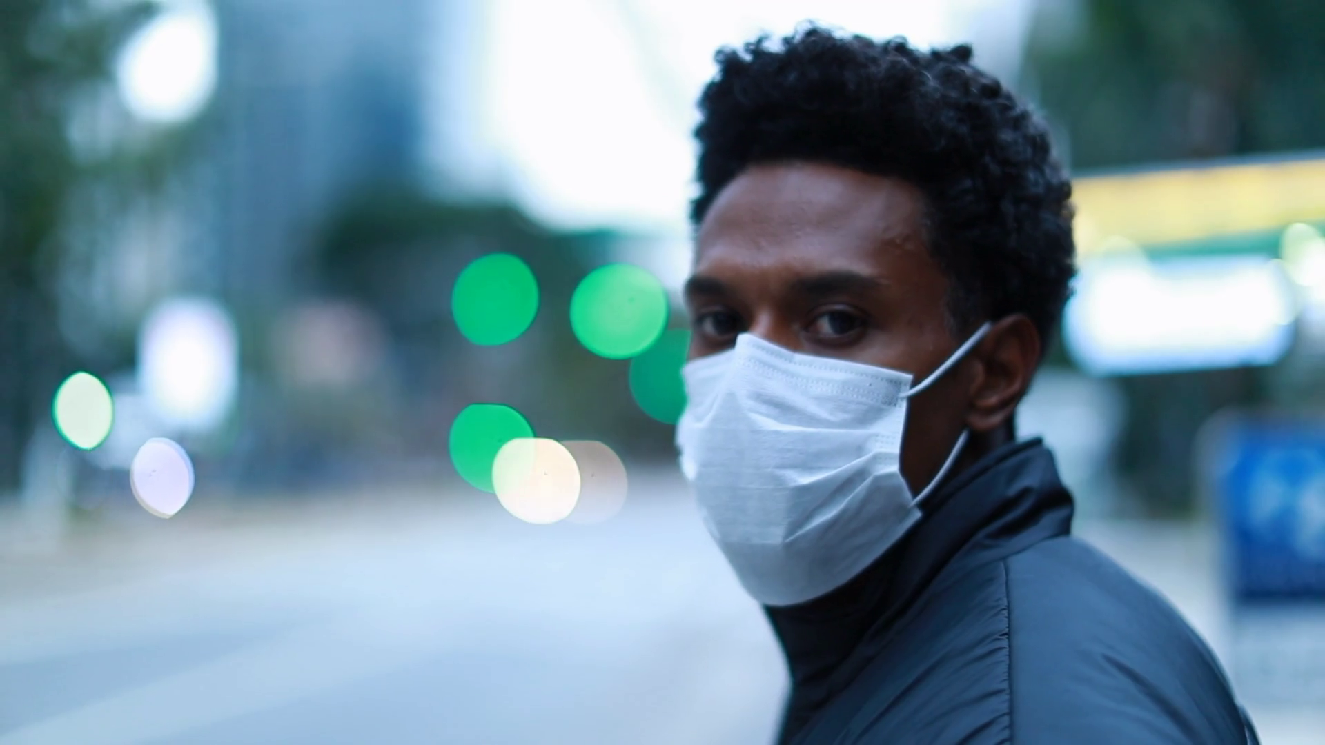 Commuter Black Man Portrait Wearing Pandemic Stock Footage SBV ...