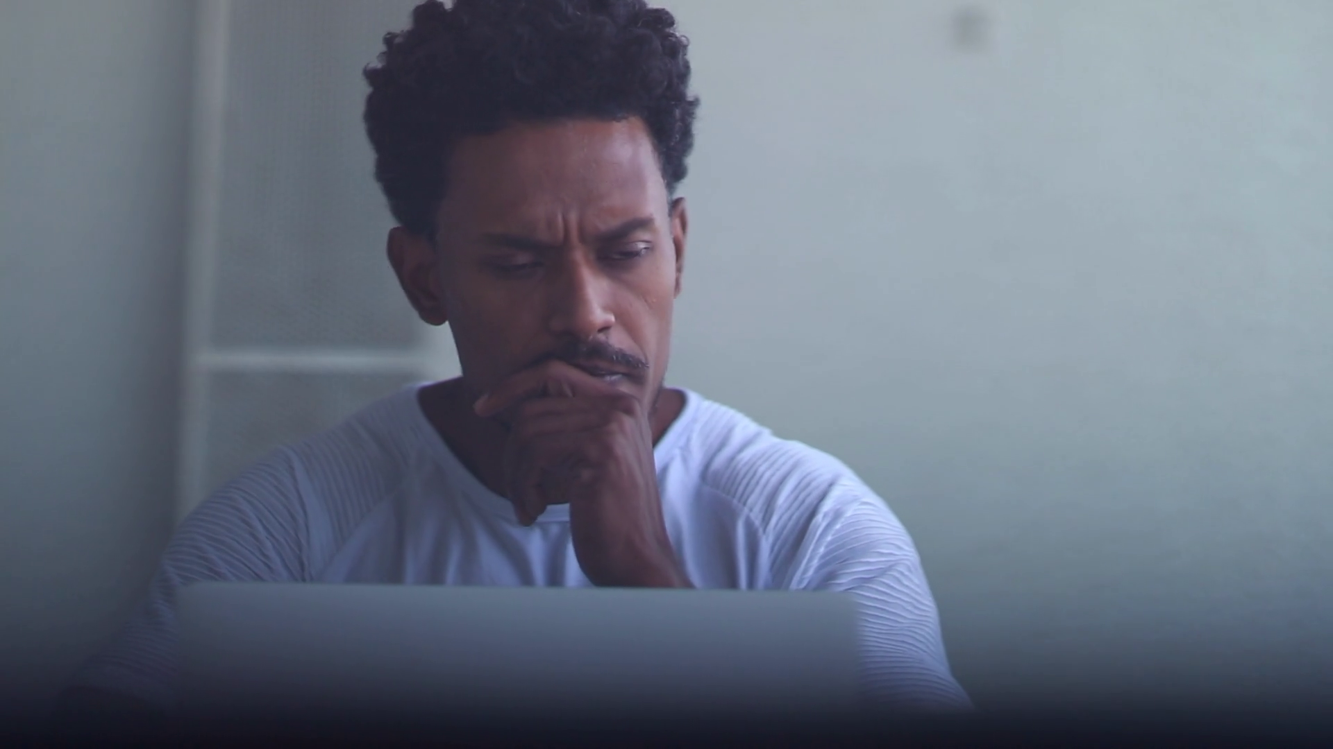 African American Deep In Thought Computer Stock Footage SBV-348470483 ...