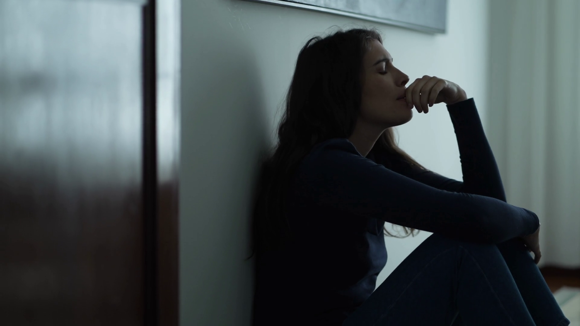 Anxious Woman Sitting On Floor Having Mental Stock Footage SBV ...