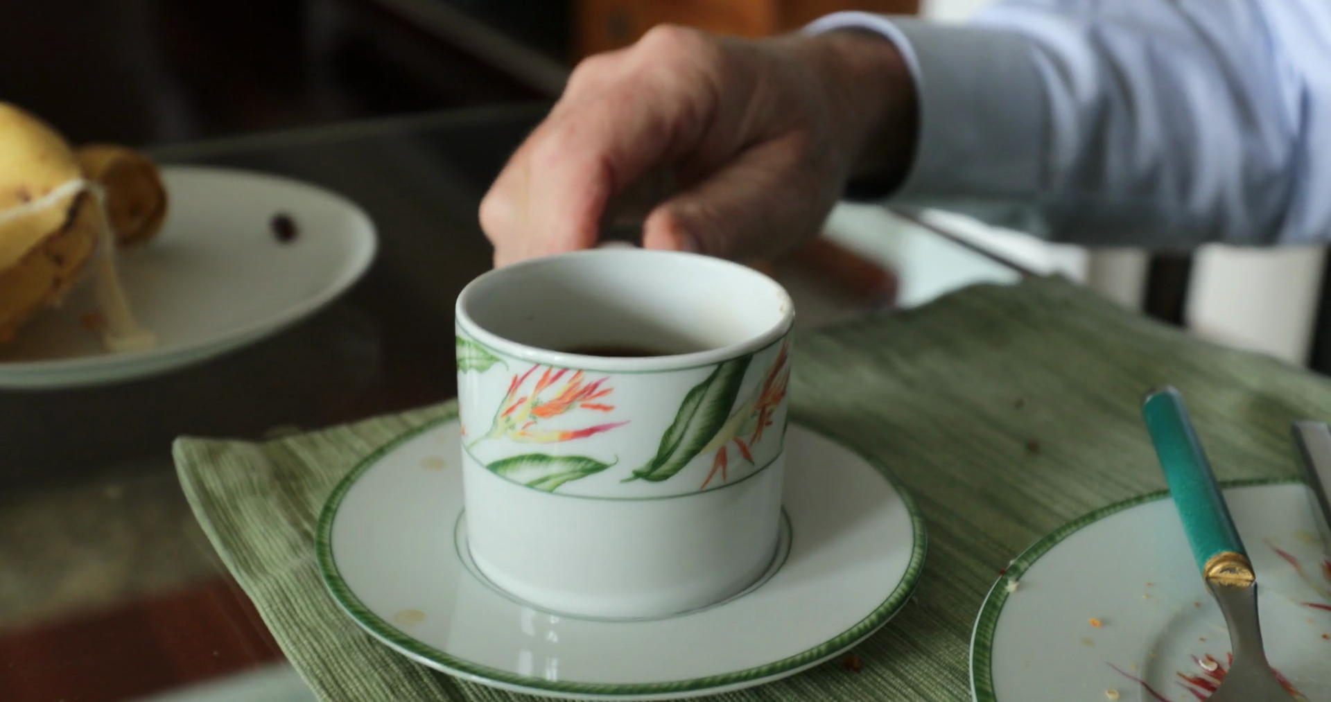 Authentic Older Man Sipping Cup Of Coffee At Stock Footage SBV ...