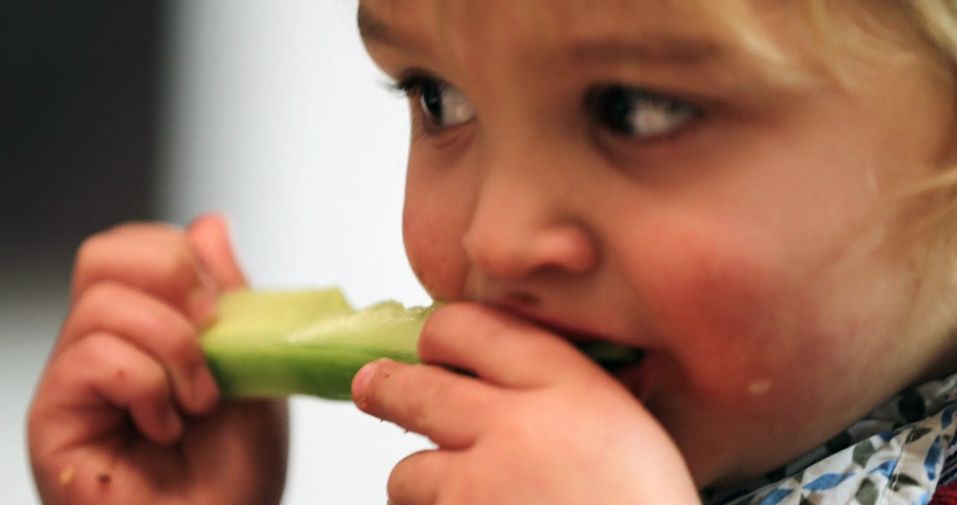 Baby Chewing Eating Vegetable Cucumber Stock Footage SBV-348621289 ...