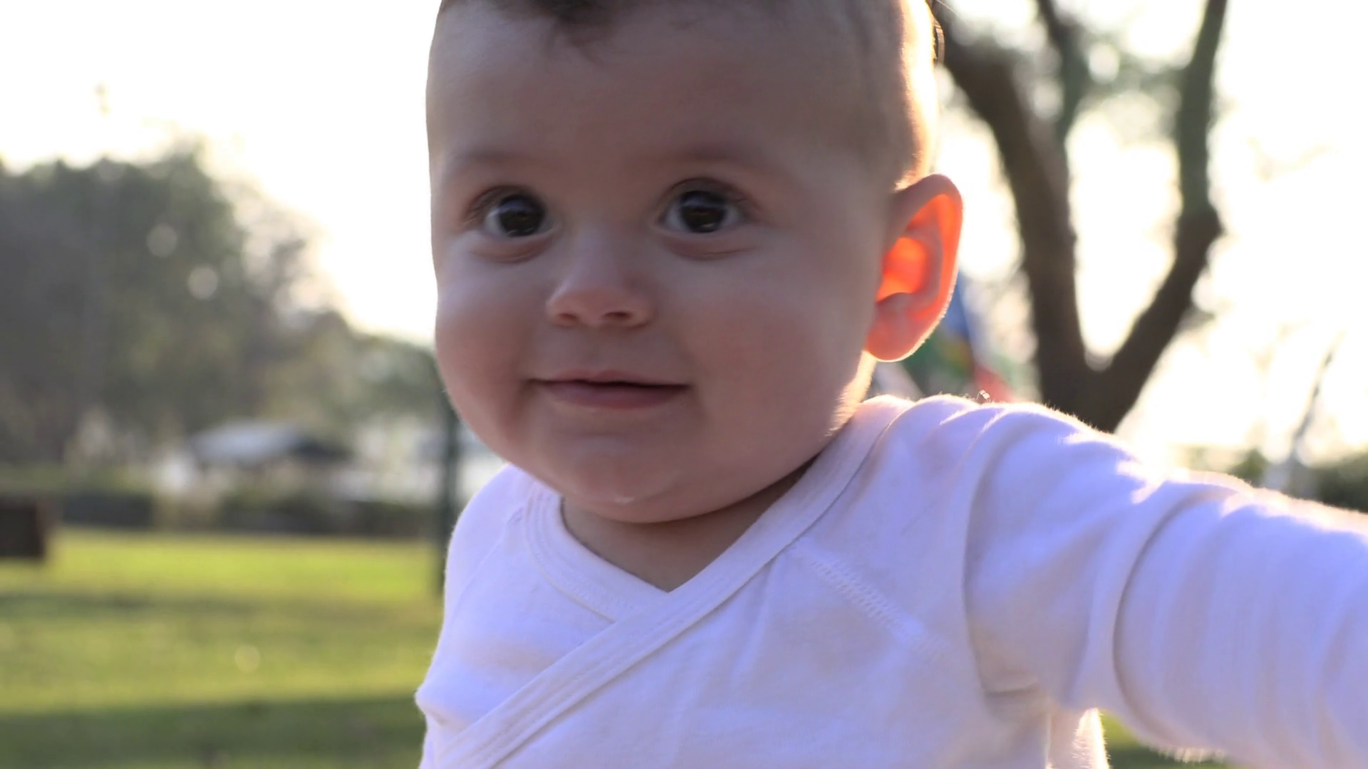 Sunset Happiness: Baby Child's Authentic Stock Footage SBV-348422040 ...