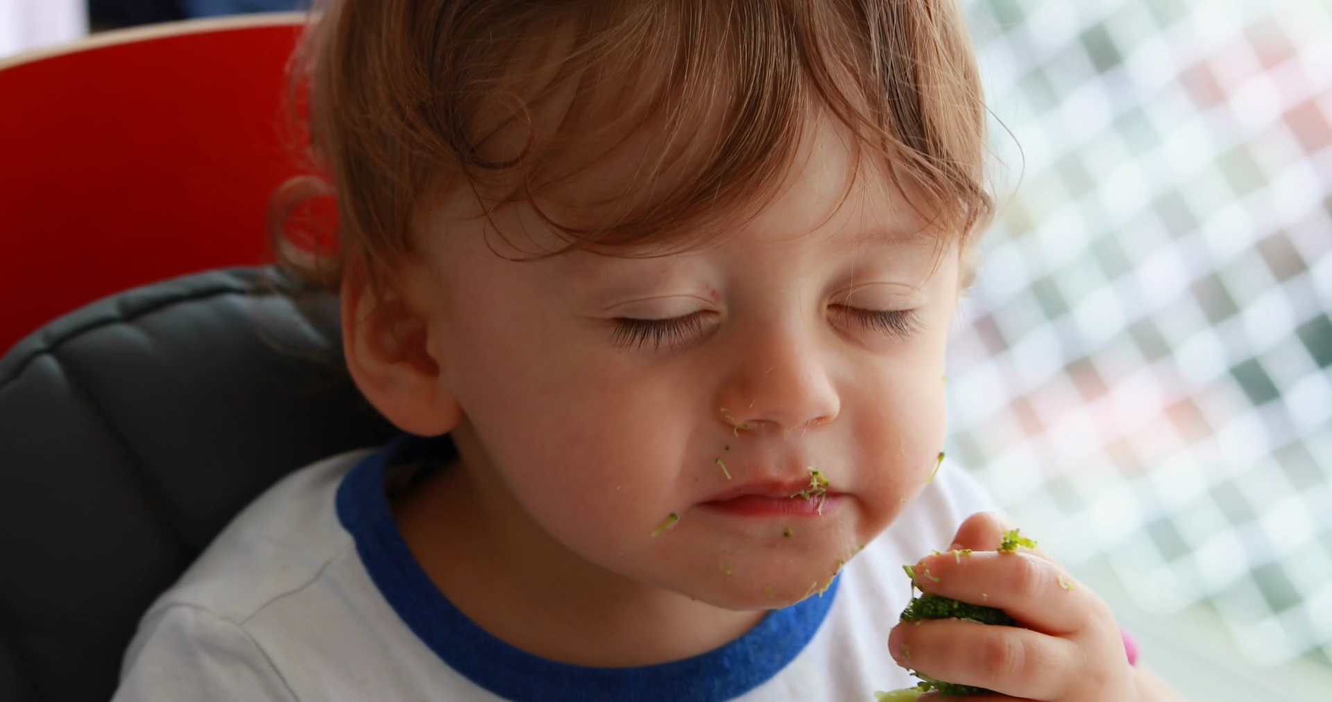 Baby Eating Broccoli With Mouth Full Infant Stock Footage SBV-348545676 ...
