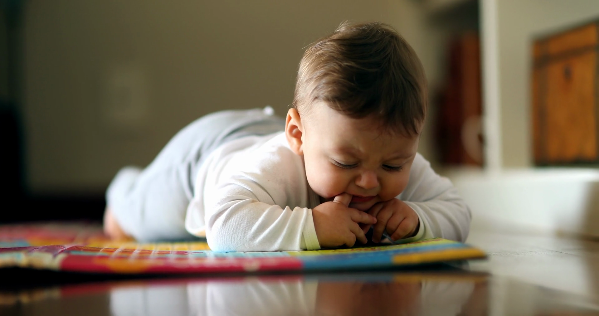Baby Learning To Crawl In Living Room Floor Stock Footage SBV-348526959 ...