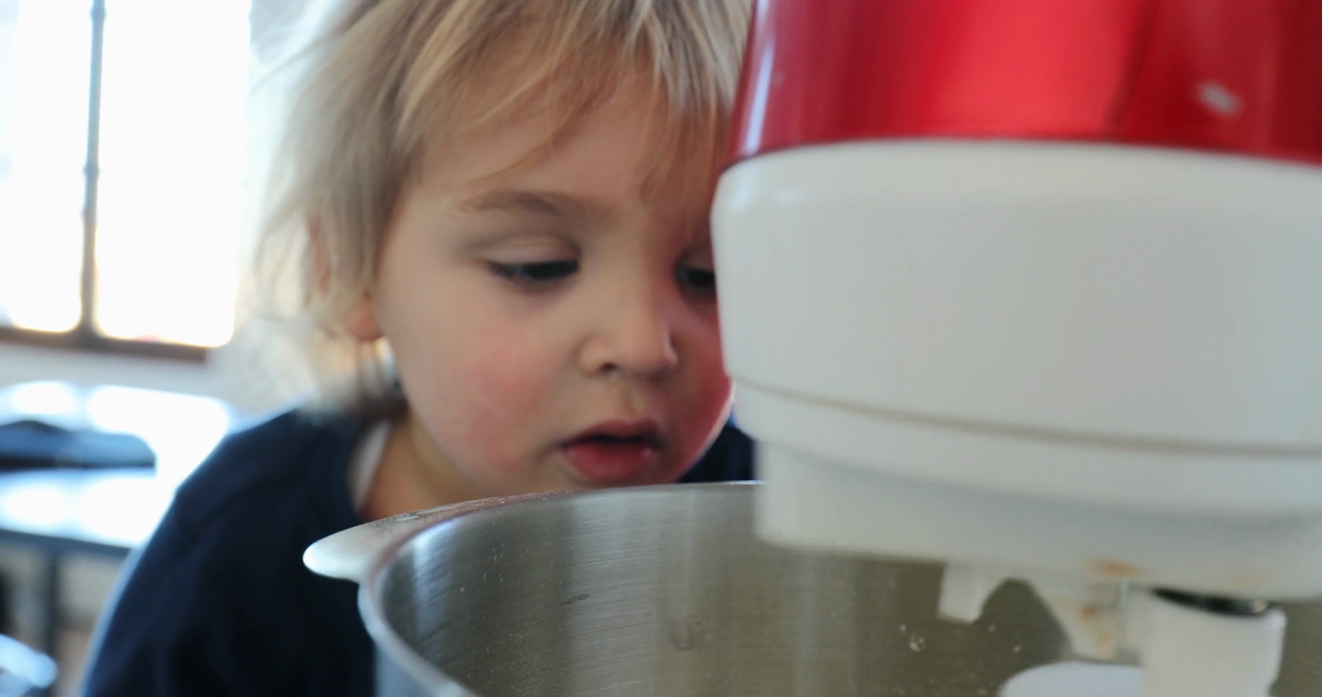 Baby Looking Mom Cooking In Kitchen Toddler Stock Footage SBV-348574696 ...