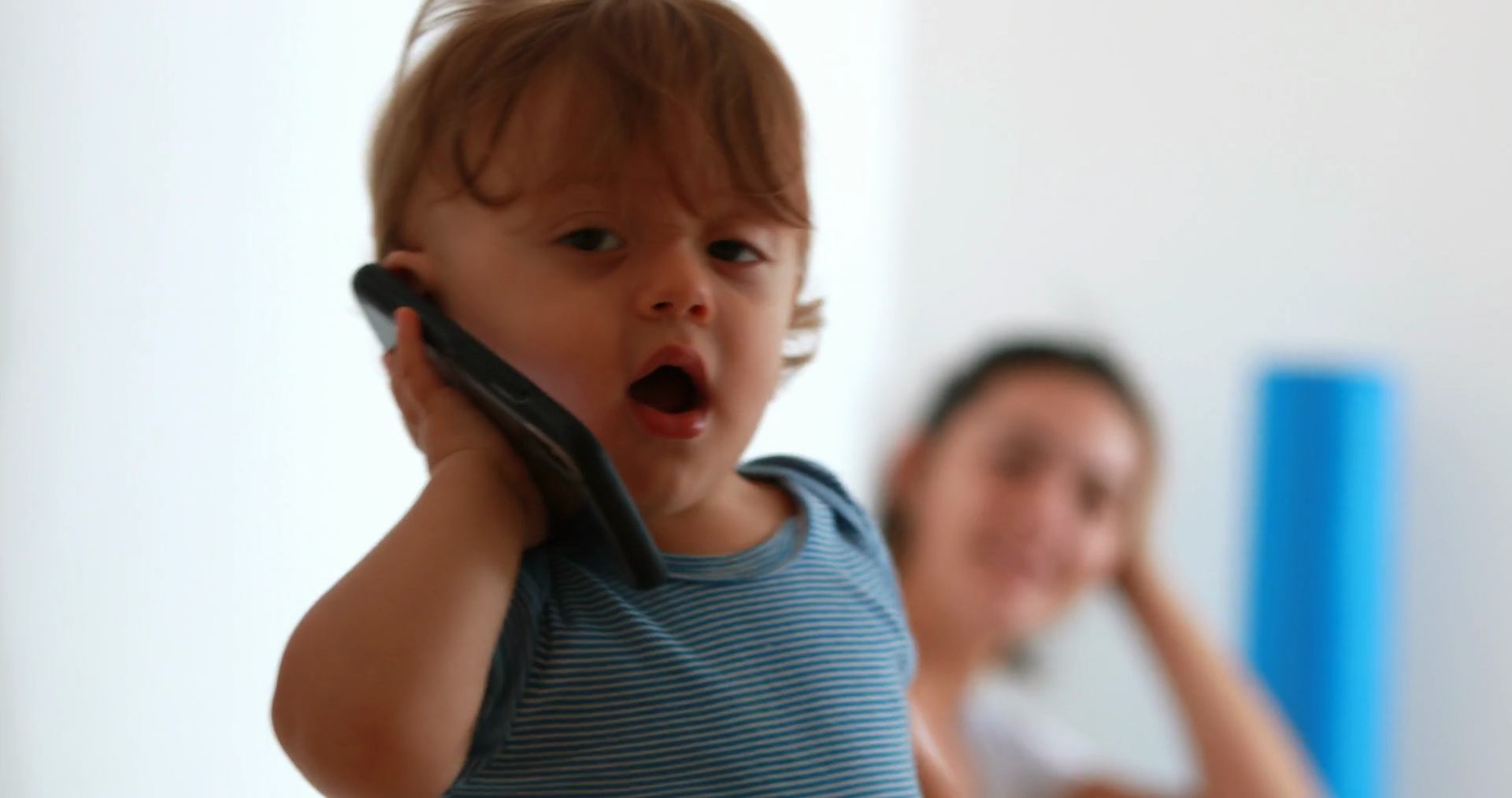 Baby Talking On Phone Child Holding Stock Footage SBV-348546174 ...