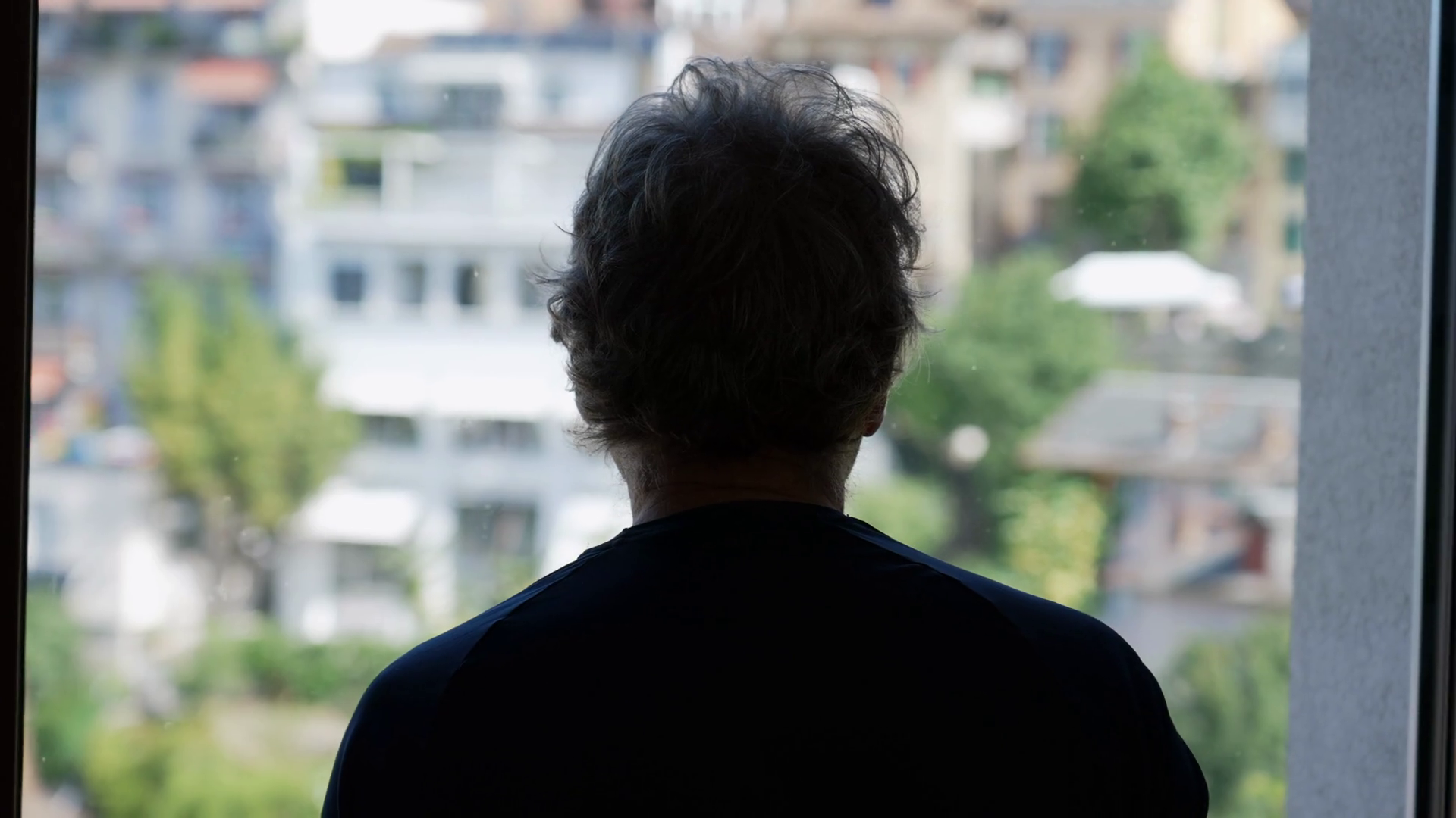 Back Of Contemplative Senior Man Looking Out Stock Footage SBV ...