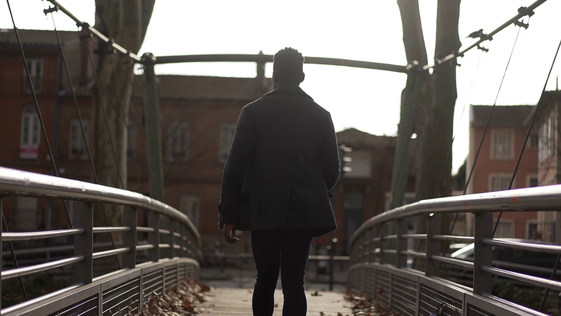 Back Of Person Walking On Top Of Bridge Stock Footage SBV-348676396 ...