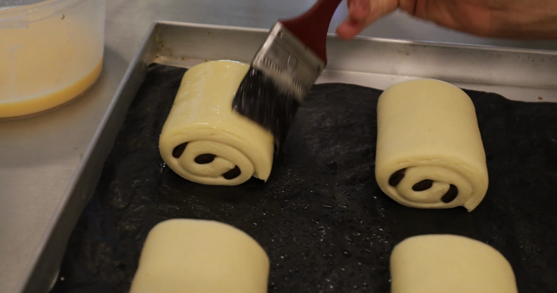 Baker Preparing Patisty Using Brush Baking Stock Footage SBV-348479448 ...