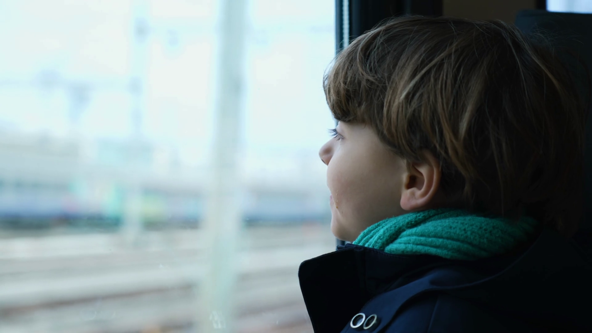 Introspective Pensive Kid Traveling Train Stock Footage SBV-348572280 ...