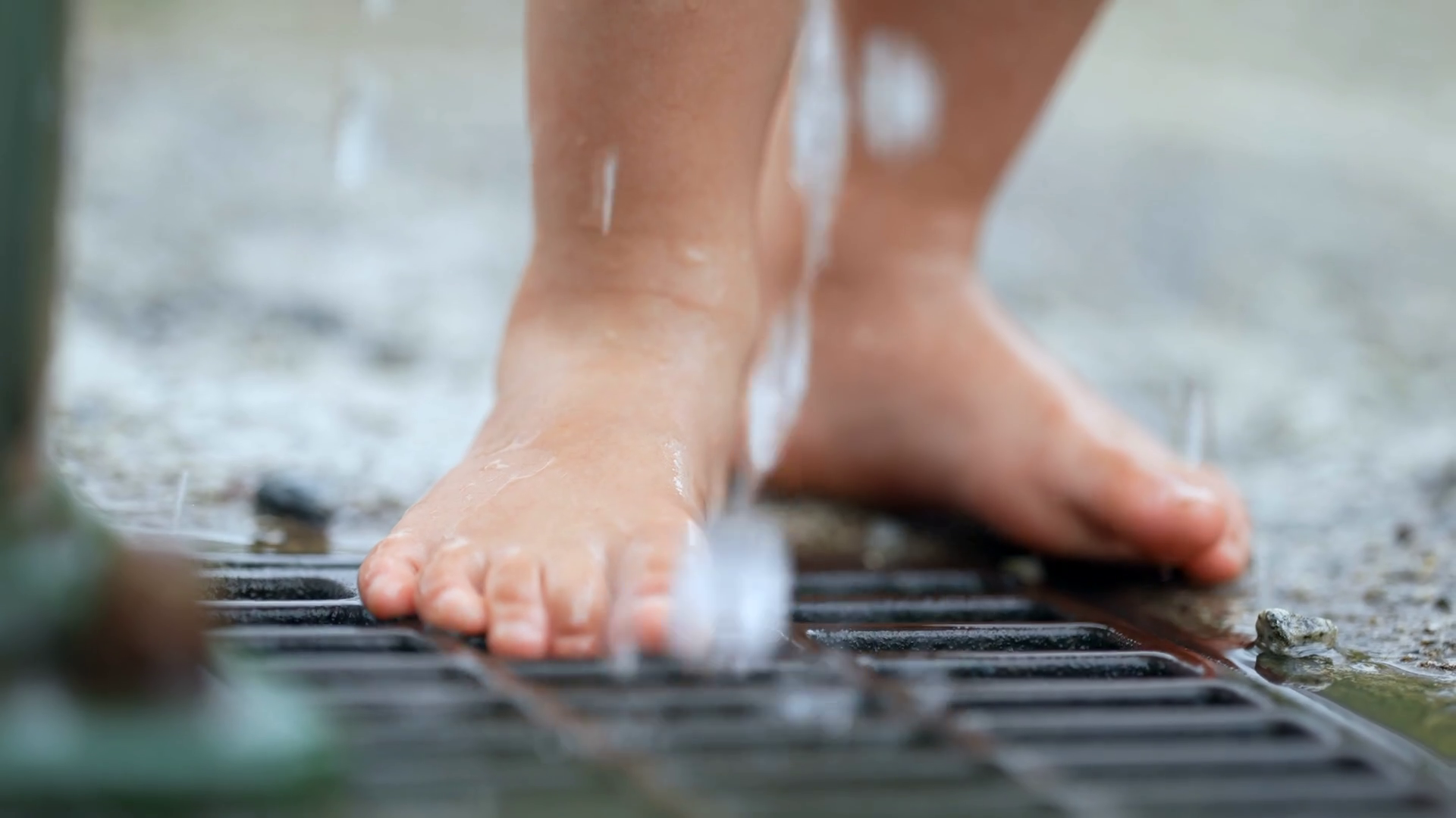 Barefoot Child Washing Feet At Public Water Stock Footage SBV-348896935 ...