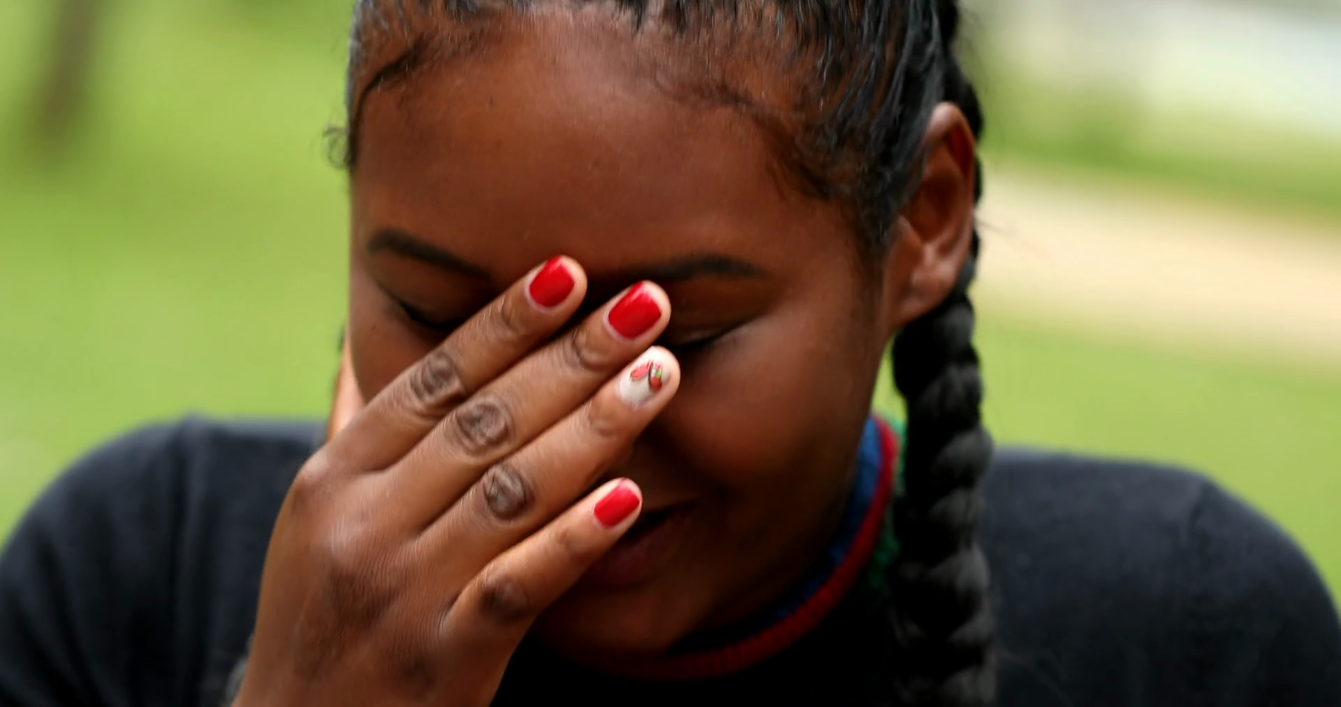 Black Girl Laughing Covering Face With Hand Stock Footage SBV-348489045 ...