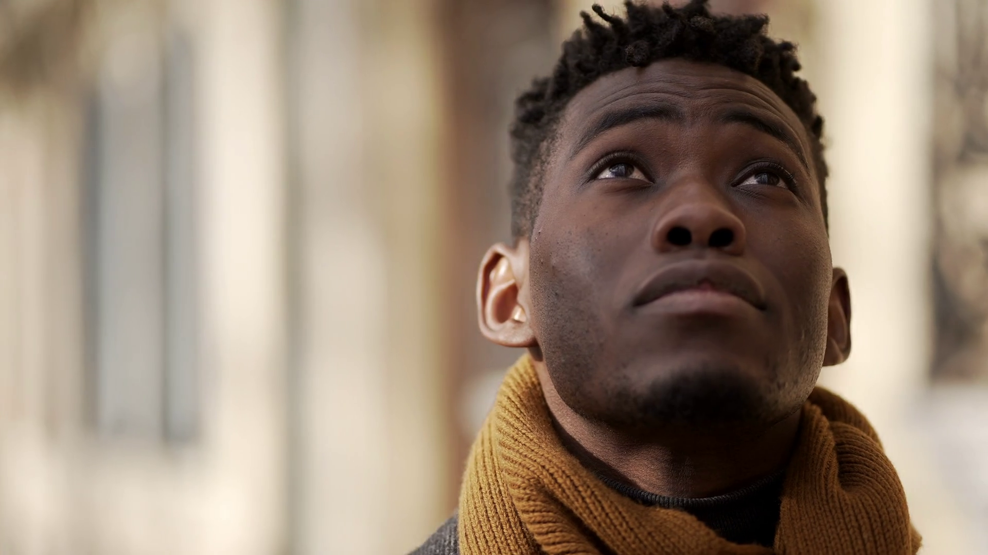 Black Man Looking At Sky Smiling With Hope Stock Footage SBV-348677075 ...