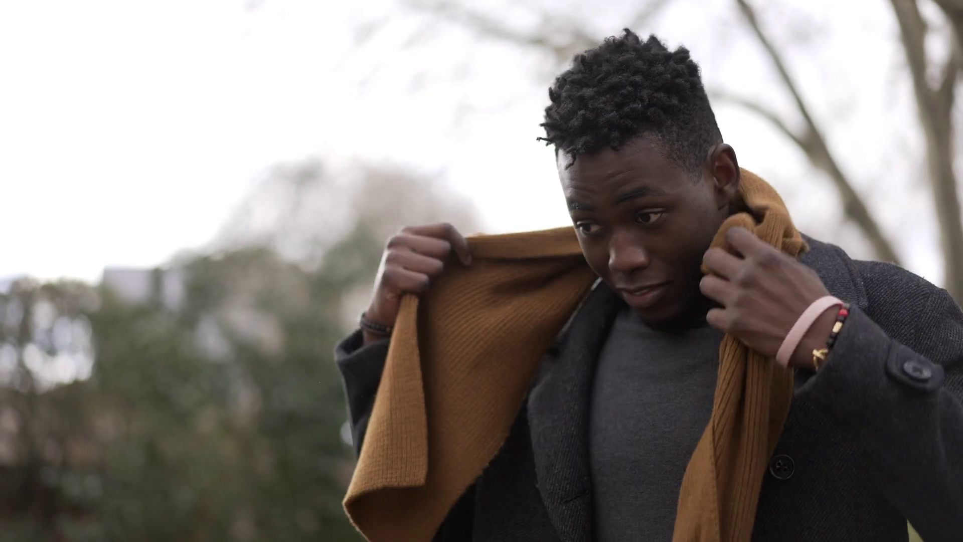 Black Man Putting Scarf Outdoors In Winter Stock Footage SBV-348677268 ...
