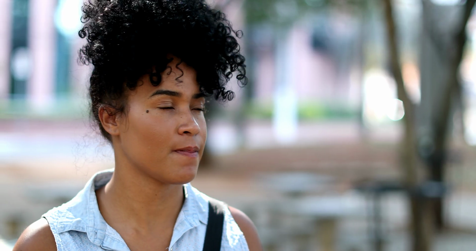 Black Woman Standing Outside Observing Stock Footage SBV-348478155 ...
