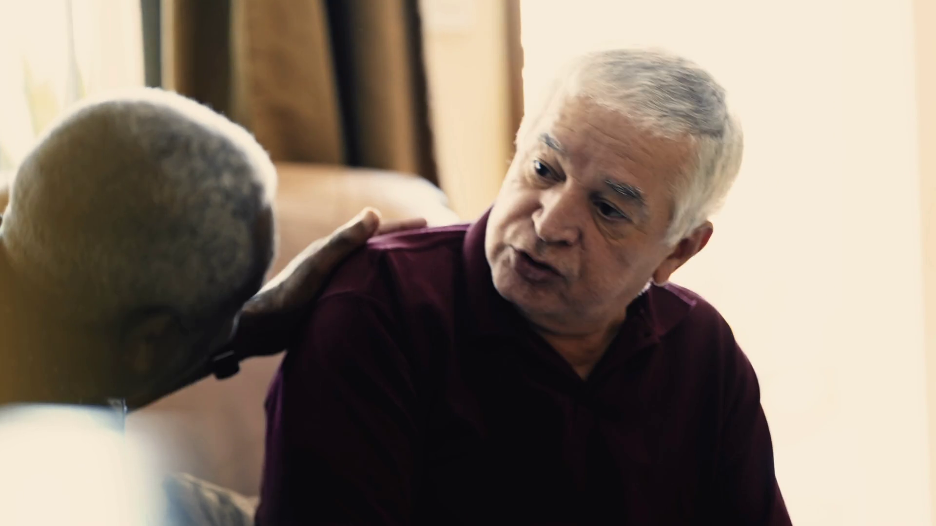 Elderly Male Confiding Troubling Updates To Stock Footage SBV-348471101 ...