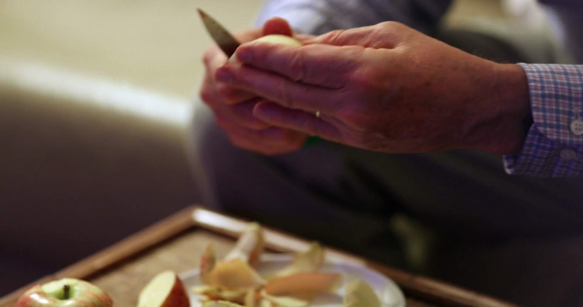 Elderly Man Eating Healthy Snack Cutting Stock Footage SBV-348538359 ...