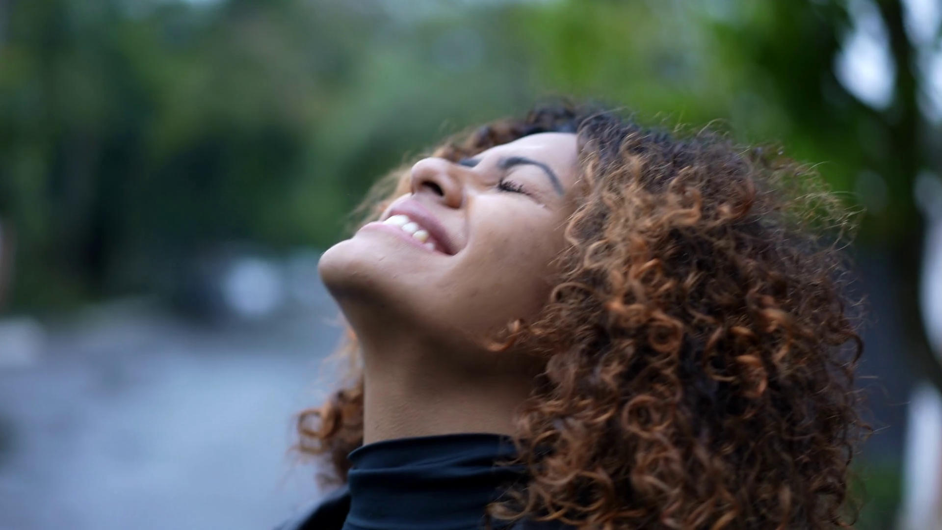 Carefree Black Woman Standing Outside In Stock Footage SBV-348716397 ...
