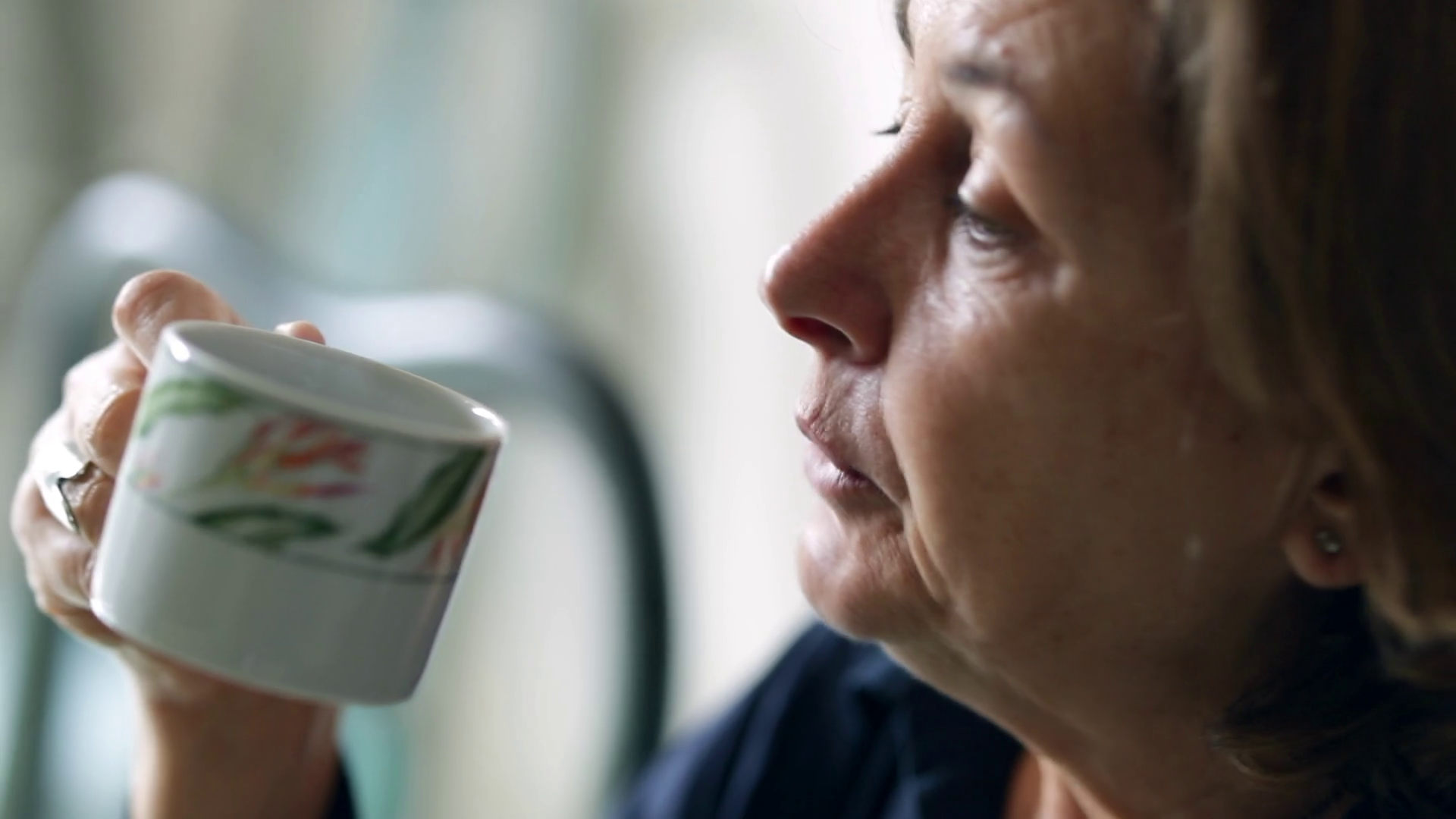 Casual Woman Taking Sip Of Coffee At Stock Footage SBV-348481031 ...