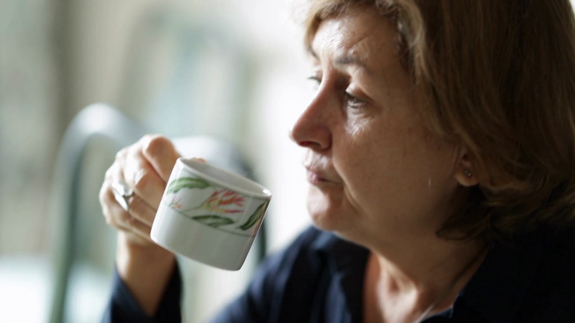 Casual Woman Taking Sip Of Coffee At Stock Footage SBV-348481037 ...