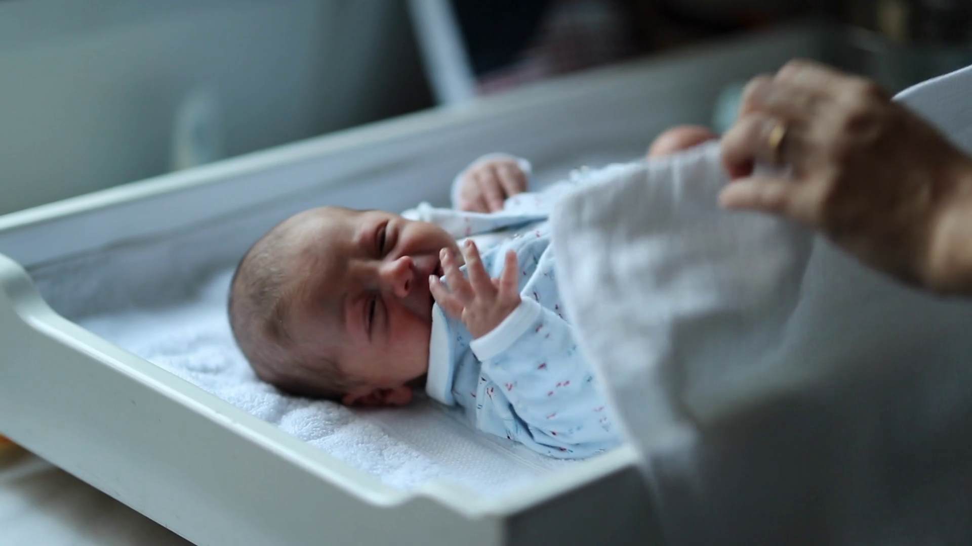 Early Days Diaper Change: Attending To Small Stock Footage SBV ...